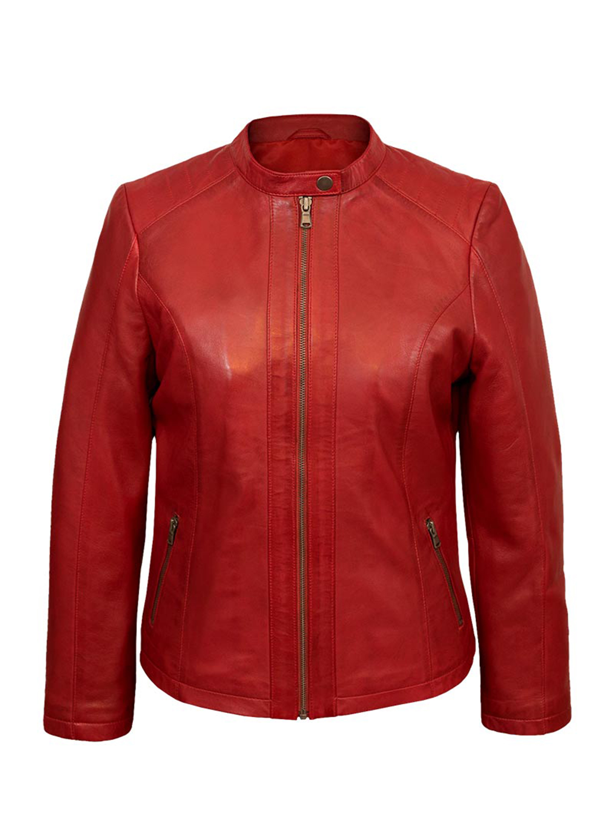 Women’s Classic Red Faux Leather Biker Jacket