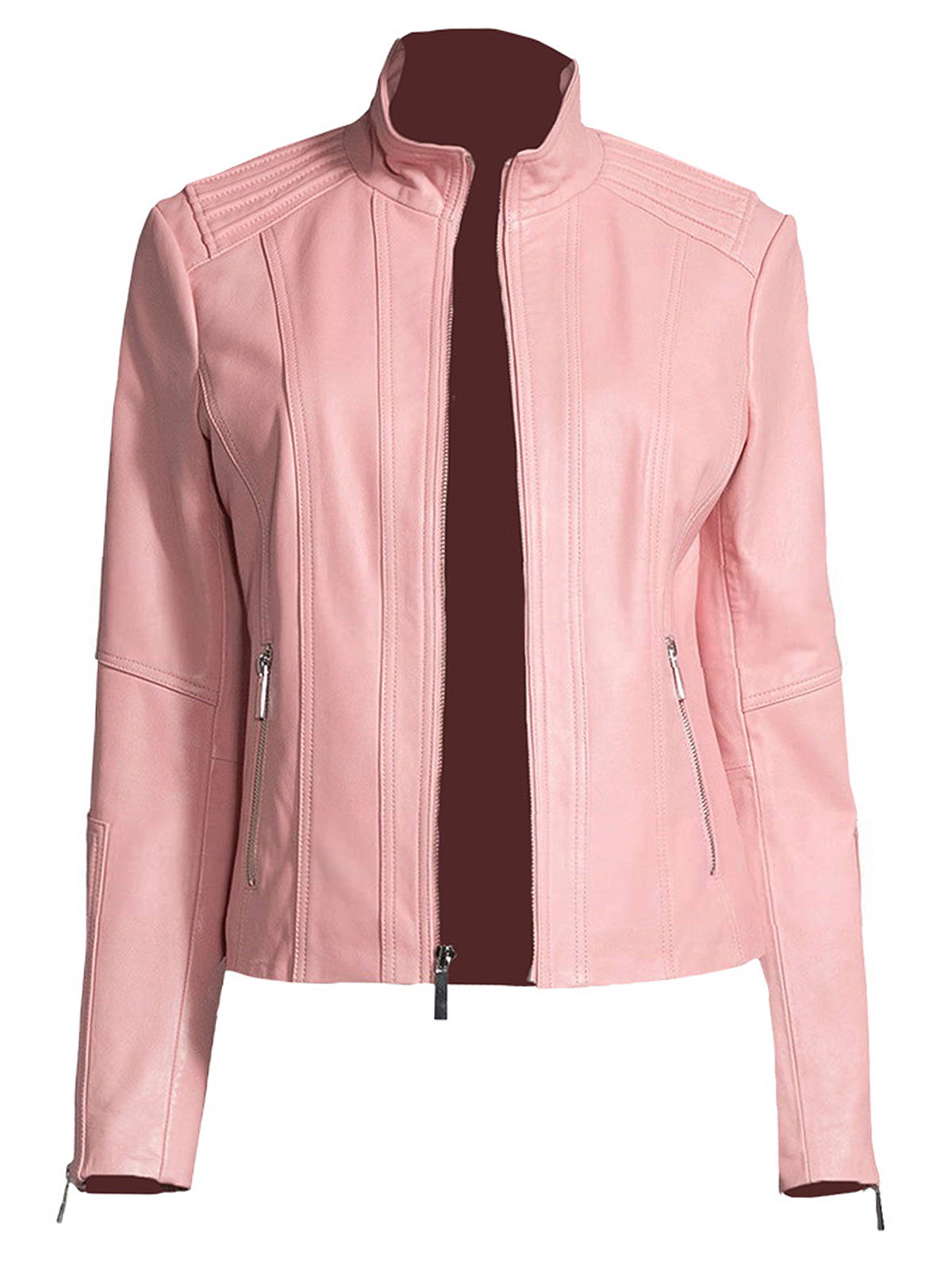 Women’s New Style Casual Pink Leather Jacket