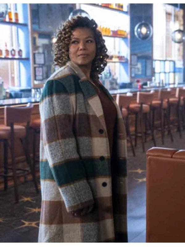 The Equalizer Robyn McCall Checked Brown, Green, and Grey Coat The Equalizer Robyn McCall Checked Brown, Green, and Grey Coat